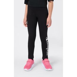Champion M&auml;dchen Leggings &raquo;SPORTWEAR LEGGINGS Tight Fit&laquo; f&uuml;r Kinder, mit Logodruck, unifarben, elastisch, ohne Verschluss schwarz L, N-Gr