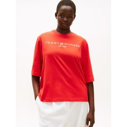 Tommy Hilfiger Curve Damen T-Shirt &raquo;CRV CORP LOGO TRAPEZE C-NK TEE&laquo; in gro&szlig;en Gr&ouml;&szlig;en 50