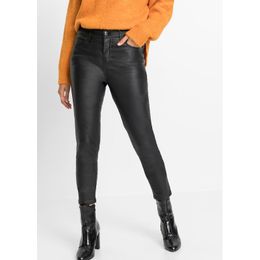bonprix Damen bonprix Stretch-Hose mit Lederoptik, Slim Fit Passform, mit Push-up Effekt 34, N-Gr