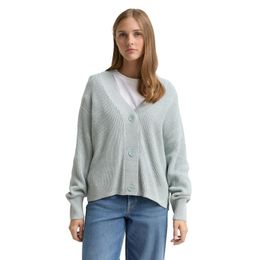 Tom Tailor Denim Damen Tom Tailor Denim Cardigan mit Strickstruktur und Knopfleiste silber M (38)