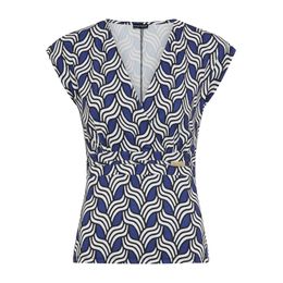 Bruno Banani Print-Shirt in blau-wei&szlig;-gemustert | Gr.: 40