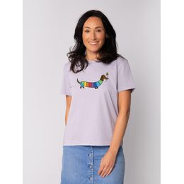 wat? Apparel T-Shirt Regenbogen Dackel in Lavender | Gr.: 44