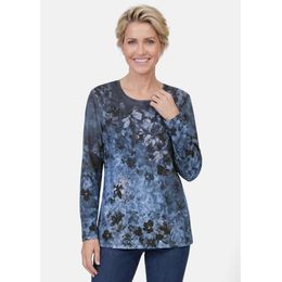 GOLDNER Jerseyshirt mit Bl&uuml;tenranken in blau / gemustert | Gr.: 40