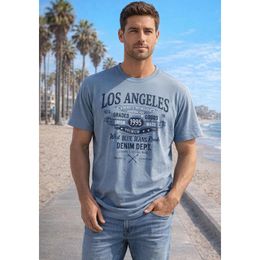 MAN'S WORLD Man's World Herren T-Shirt Kurzarm, mit Print, Rundhalsausschnitt, aus Baumwolle blau S (44/46)