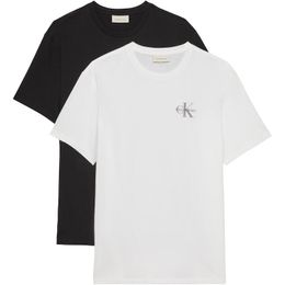 Calvin Klein Jeans Herren T-Shirt &raquo;CLASSIC MICRO MONOLOGO 2PK&laquo; Set, 2 tlg. Regular fit mit Rundhalsausschnitt schwarz-wei&szlig; M