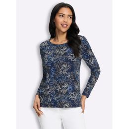 Sieh an! Langarm-Shirt in marine-beige-bedruckt | Gr.: 40