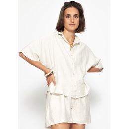 SASSYCLASSY Gestreifte Bluse in Hellbeige | Gr.: M