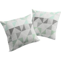 WIRTH Dekokissen &raquo;Berlare&laquo; Kissenh&uuml;lle ohne F&uuml;llung, 2 St&uuml;ck blau Baumwolle, Polyester B/L: 40cm x 40cm, 2 Stk.