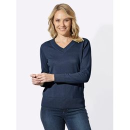Sieh an! V-Ausschnitt-Pullover in dunkelblau | Gr.: 46