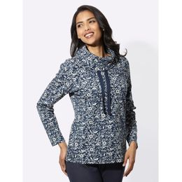 Sieh an! Freizeit-Sweatshirt in dunkelblau-champagner-bedruckt | Gr.: 50