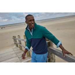 MAN'S WORLD Man's World Herren Fleecepullover, Troyer mit Kontrast-Part, ideal f&uuml;r den &Uuml;bergang gr&uuml;n 4XL (68/70)