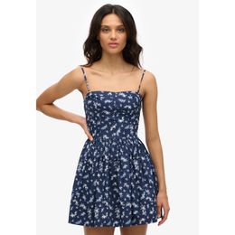 Superdry Damen Sommerkleid &raquo;CORSET CAMI MINI DRESS&laquo; aus Baumwollmischung, Slim Fit, mit gebl&uuml;mtem Print, ohne &Auml;rmel XL, N-Gr