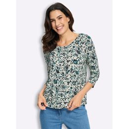 WITT WEIDEN 3/4-Arm-Shirt in champagner-petrol-bedruckt | Gr.: 36