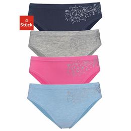 Petite Fleur By Lascana M&auml;dchen petite fleur by Lascana Bikinislip Packung, 4 Stk. sch&ouml;ner Basic f&uuml;r jeden Tag, mit floralem Glitzerdruck bunt 122/128