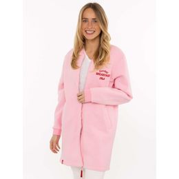 Zwillingsherz Damen Kurzmantel &raquo;"Sunday Breakfast"&laquo; gro&szlig;e Stickerei hinten, Rei&szlig;verschluss und Taschen rosa S