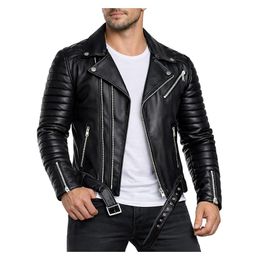 Reichstadt Herren Slim Fit Echtleder Jacke in Black | Gr.: L