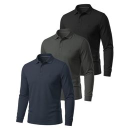 Normani 3er Set Herren Langarm Poloshirt Lyroe in Schwarz/Anthrazit/Navy | Gr.: 3XL