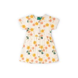 Little Green Radicals Knopfleiste-Kleid mit kurzen &Auml;rmeln in Creme | Gr.: 6-7-jahre
