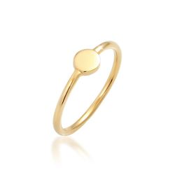 Elli Ring 925 Sterling Silber Kreis, Pl&auml;ttchen in Gold | Gr.: 56