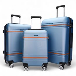Hartschalen-Kabinenkoffer-Set Blau Marine Robustes ABS Leichtgewicht Reisegep&auml;ck Urlaubstasche