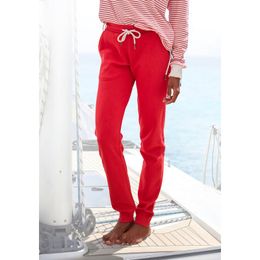 H.I.S. H.I.S Damen Sweathose aus weicher Sweatware und mit Ankerstickerei, Loungewear rot 32/34, N-Gr