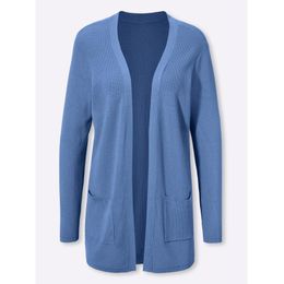 Sieh an! Long-Strickjacke in mittelblau | Gr.: 44