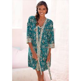 Lascana Damen Lascana Kimono mit Blumen Allover-Druck bunt 32/34
