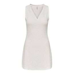 Only Damen Only Spitzenkleid &raquo;ONLSMILLA S/L V-NECK DRESS JRS&laquo; Materialmix, regular fit, V-Ausschnitt wei&szlig; S, N-Gr