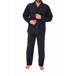 Normann langarm Schlafanzug Pyjama gewebt zum Kn&ouml;pfen - 80162 in anthrazit | Gr.: 58