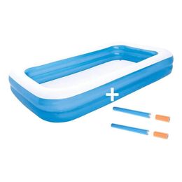 Bestway Planschbecken, Blau, Wei&szlig;, Kunststoff, 4-Sitzer, F&uuml;llung: Luftkern, Rechteckig, 305x46x183 cm, Freizeit, Pools und Wasserspa&szlig;, Pools