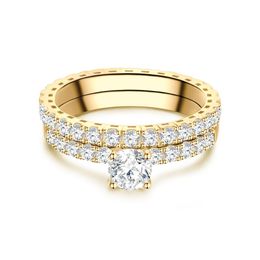 Trilani Ring aus Sterling Silber mit Zirkonia in gelbgold | Gr.: 60