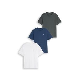 Tom Tailor Herren Tom Tailor T-Shirt Packung, 3 3er Pack mit Logo-Stickerei bunt XXL