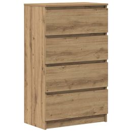 vidaXL Sideboard, Eiche Artisan, Holz, Strukturbuche, 4 Schubladen, Rechteckig, 60x98.5x35 cm, Wohnzimmer, Kommoden & Sideboards, Sideboards
