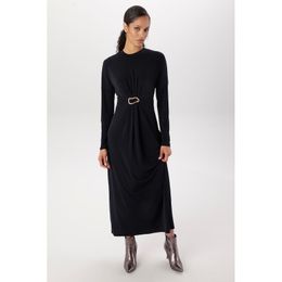 Aniston Selected Damen Aniston SELECTED Maxikleid schmeichelnde Raffung mit dekorativer Brosche - NEUE KOLLEKTION schwarz 42, N-Gr