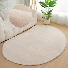 Bruno Banani Hochflor-Teppich &raquo;Rabbit 2 Bean, Kunstfell Teppich, Modern, besondere Form&laquo; U-f&ouml;rmig 25 mm H&ouml;he Kaninchenfell-Haptik, Microfaser, Wohnzimmer, 