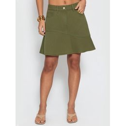 SASSYCLASSY Jeans Rock mit Volant in Khaki | Gr.: 34