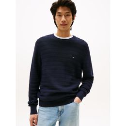 Tommy Hilfiger Herren Rundhalspullover &raquo;STRIPE STRUCTURE&laquo; regular fit, leicht &uuml;berschnittene Schultern blau S