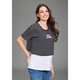 Neun Monate Damen Umstandsshirt &raquo;Umstands-T-Shirt mit Unterziehtop, Praktisch auch beim Stillen&laquo; 2 Tank Top und Shirt mit modischem Ringel-Look, 
