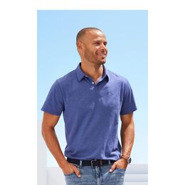 John Devin Herren Poloshirt &raquo;mit Slub-Garn Struktur&laquo; aus leichter, strukturierter Baumwollqualit&auml;t blau M (48/50)