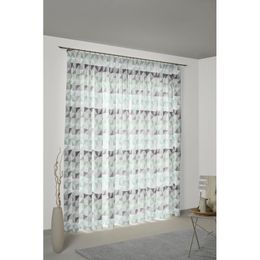WIRTH Vorhang &raquo;Berlare&laquo; Kr&auml;uselband 1 Stk. tlg. gr&uuml;n Jacquard, Baumwolle, Polyester 145cm, Kr&auml;uselband, 132cm