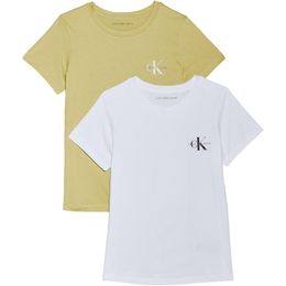 Calvin Klein Jeans Damen Rundhalsshirt &raquo;2-PACK MONOLOGO SLIM TEE&laquo; Packung, 2er-Pack, 2 mit Logoprint auf der Brust gr&uuml;n S (36)