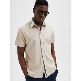 Selected Herren Selected Kurzarmhemd &raquo;SLHREGSUN SS SHIRT CLASSIC D&laquo; beige XL, N-Gr