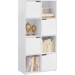 WOLTU B&uuml;cherregal, Wei&szlig;, Holzwerkstoff, 6 F&auml;cher, Rechteckig, 60x120x30 cm, Wohnzimmer, Regale, B&uuml;cherregale