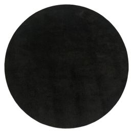 Paco Home Kurzflorteppich, Schwarz, Kunststoff, Rund, 160x160 cm, strapazierf&auml;hig, f&uuml;r Fu&szlig;bodenheizung geeignet, Teppiche & B&ouml;den, Teppiche