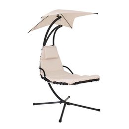 Home Deluxe Schwebeliege, Anthrazit, Beige, Kunststoff, 113x205x175 cm, Gartenm&ouml;bel, H&auml;ngematten