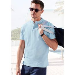 John Devin Herren Henleyshirt &raquo;mit Stehkragen,&laquo; Regular-Fit, aus Baumwoll-Piqu&eacute; blau L (52/54)