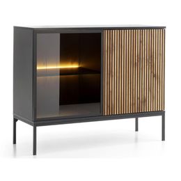 Graingold Kommode, Eiche Wotan, Metall, 4 F&auml;cher, Rechteckig,Rechteckig, 104x85x39 cm, Wohnzimmer, Kommoden & Sideboards, Kommoden