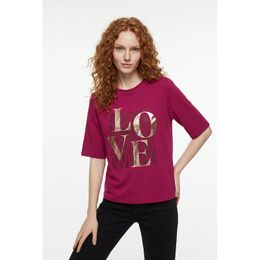 Only Damen Only Kurzarmshirt &raquo;ONLFREE MAYA S/S PRINT TOP BOX JRS&laquo; Materialmix, regular fit, Rundhals pink S