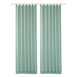 WIRTH Vorhang &raquo;Lahnstein&laquo; Schlaufen 2 Stk. tlg. gr&uuml;n Polyester 145cm, Schlaufen, 132cm