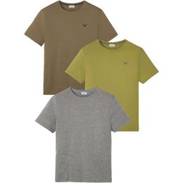 bonprix Herren bonprix T-Shirt Packung, 3er, 3 Stk. Regular Fit, Kurzarm, f&uuml;r den Alltag, aus Baumwolle und Viskose gr&uuml;n 56/58 (XL)